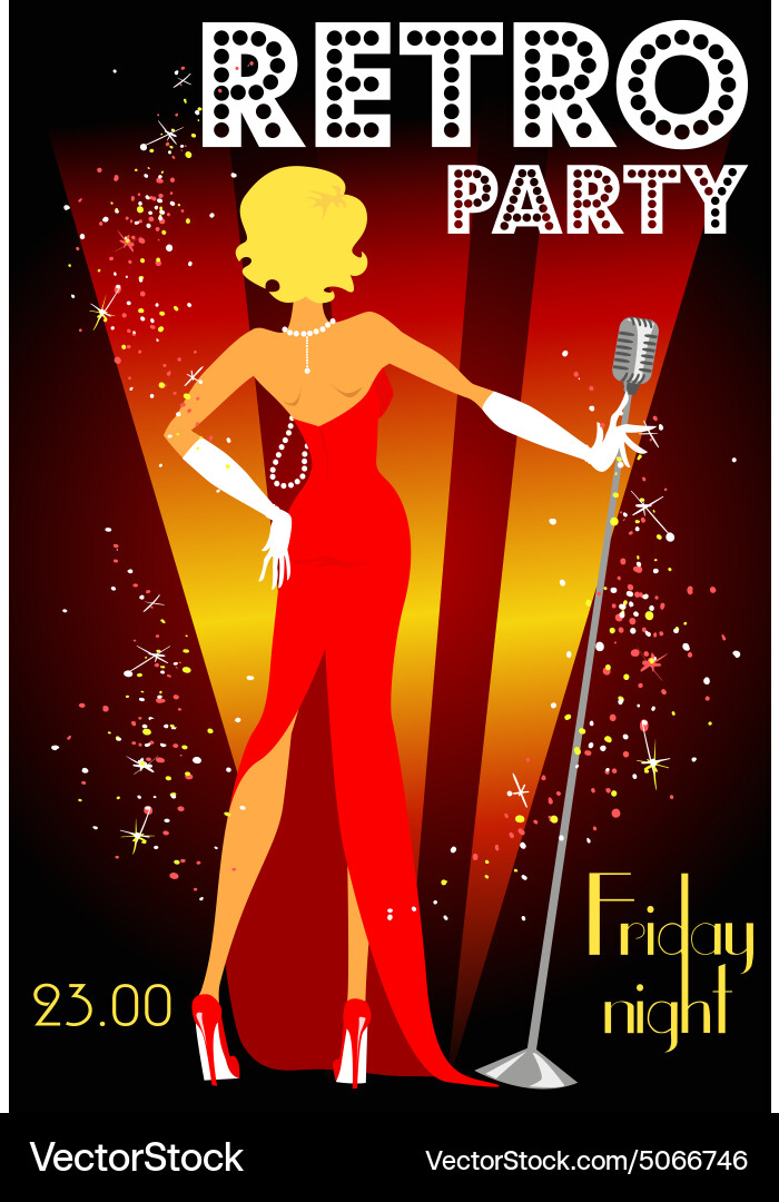 Retro party invitation design with sample text Vector Image