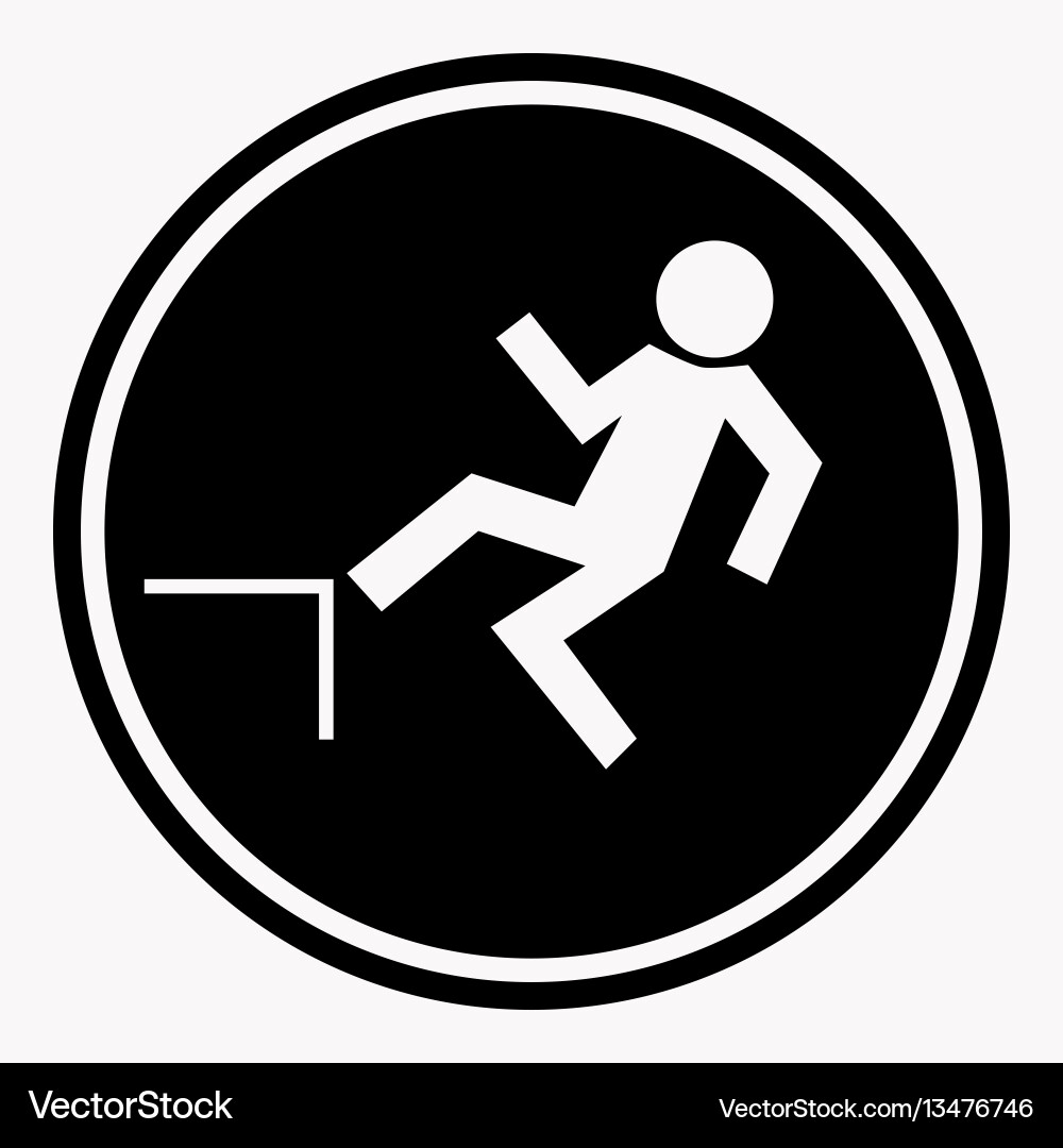 Risk of falling from height human danger sign Vector Image