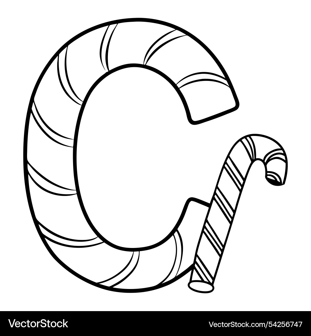 A large letter c with candy cane Royalty Free Vector Image