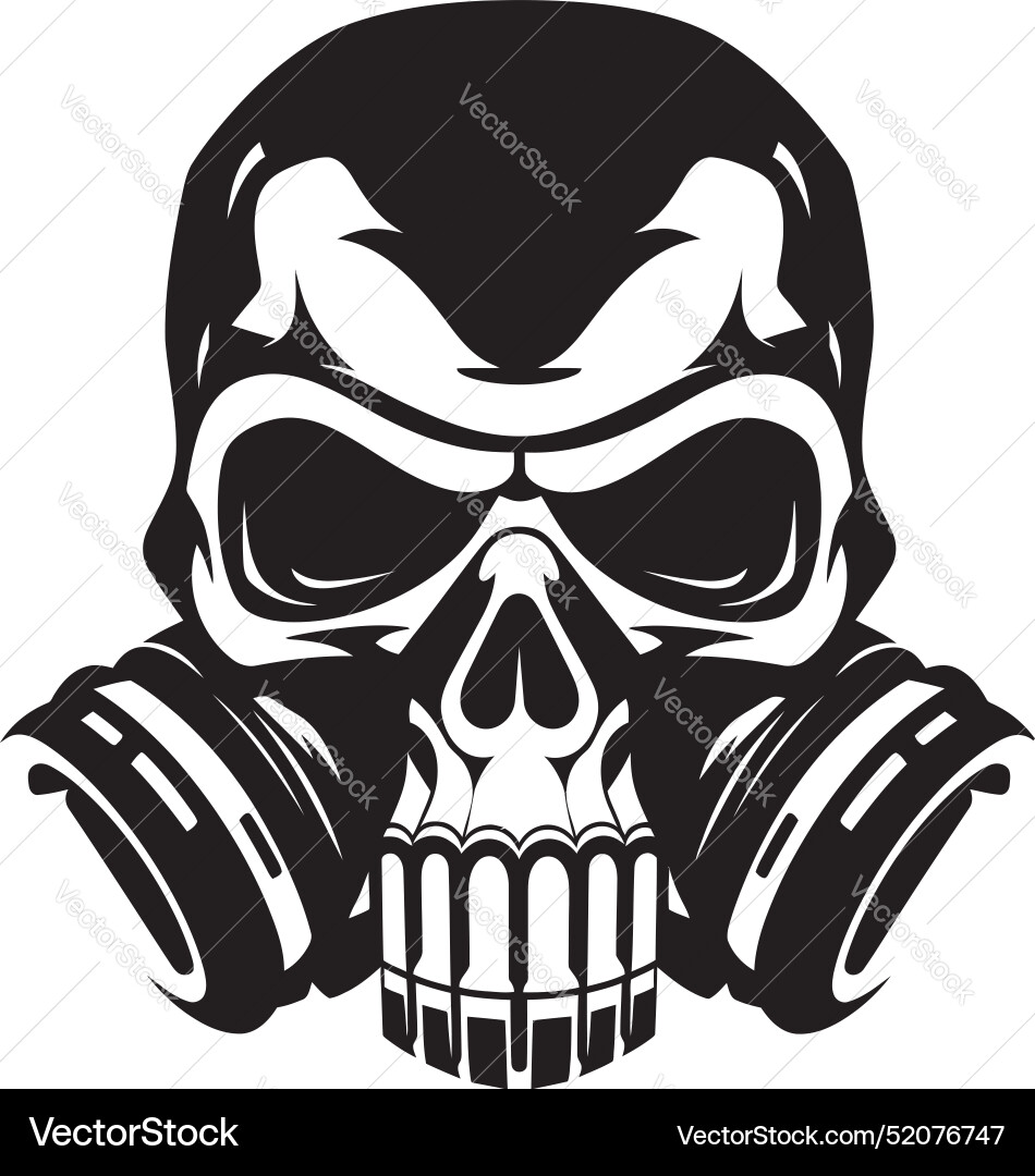 Biohazard barrier gas mask adorned skull graphic Vector Image