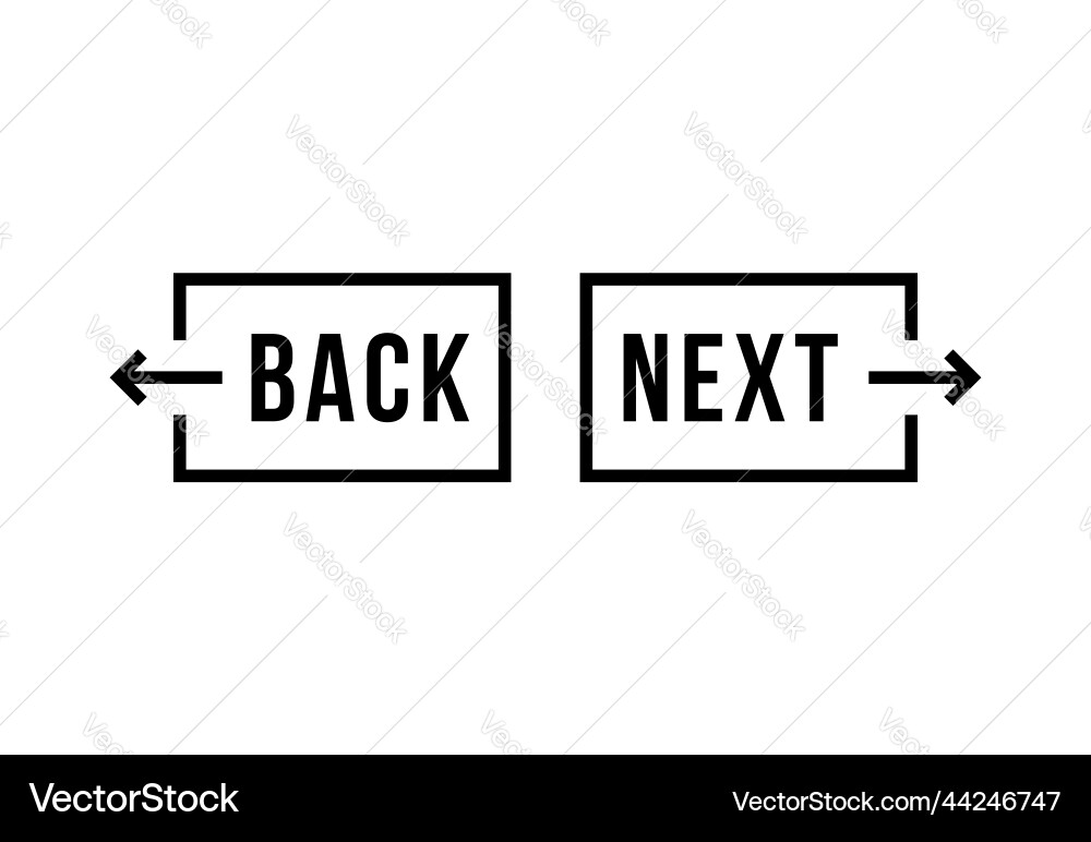 Black thin line back and next button Royalty Free Vector