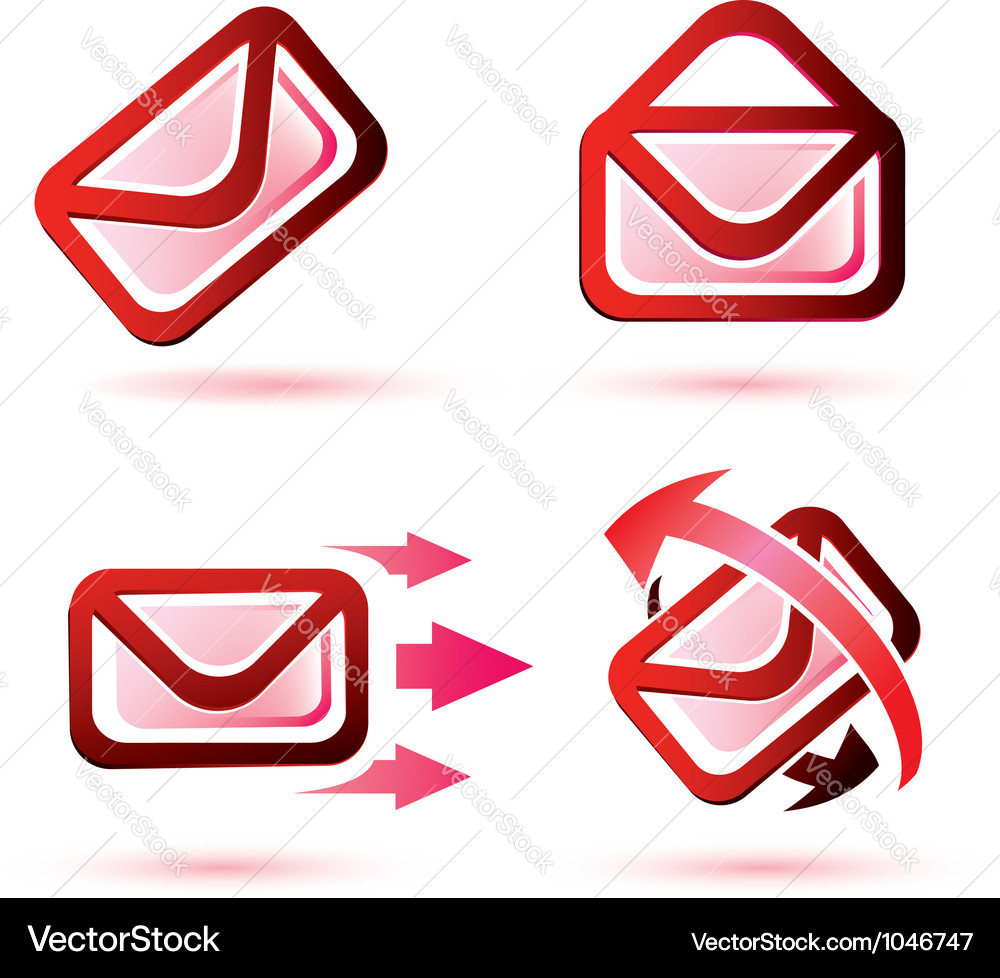Email icons set isolated glossy symbols Royalty Free Vector