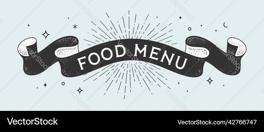 Food menu vintage ribbon Royalty Free Vector Image