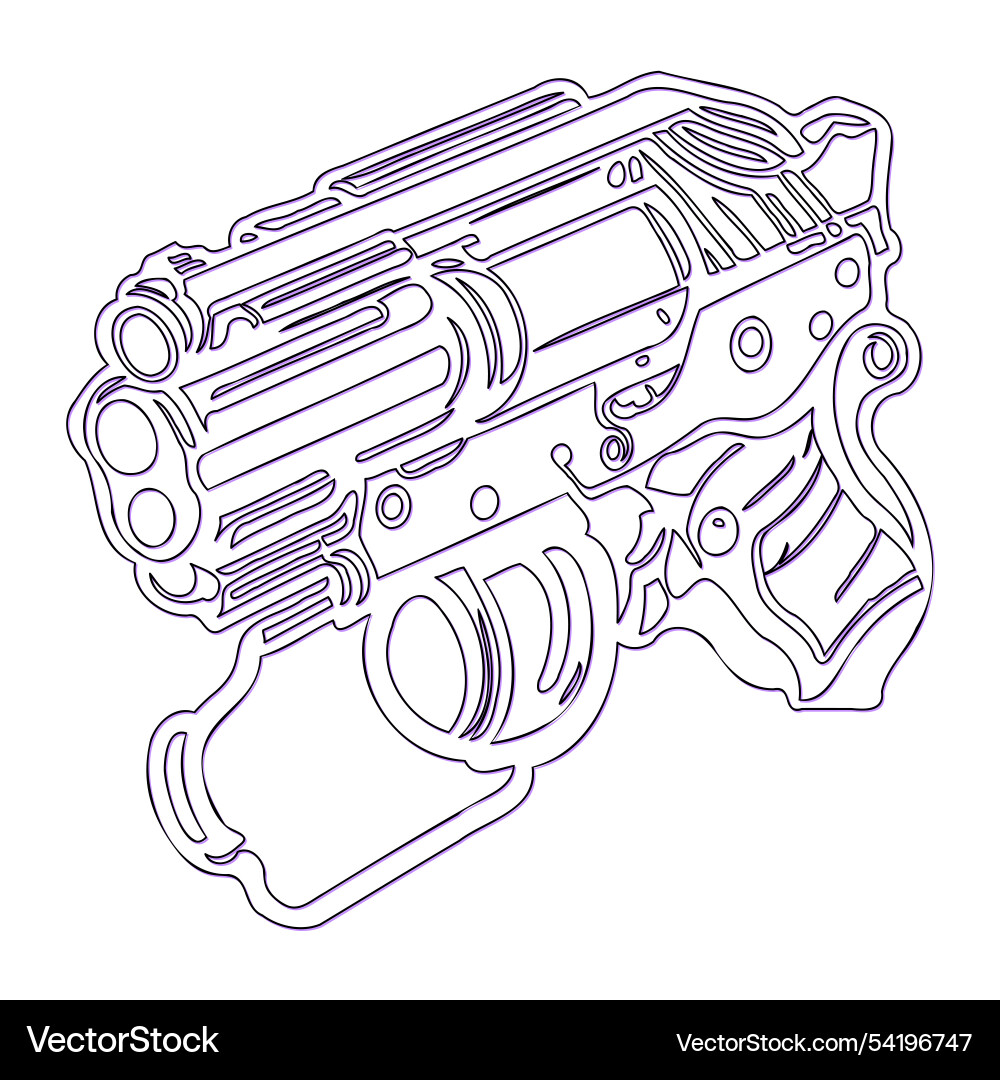 Gun alien outline sketch purple – Royalty-Free Vector | VectorStock