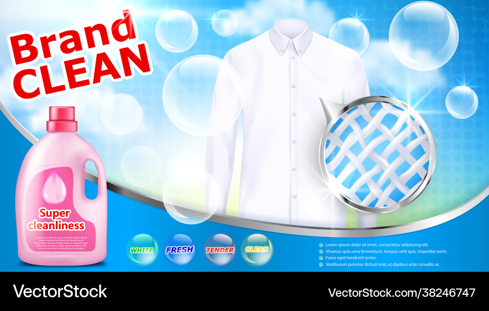 Laundry detergent advertising poster Royalty Free Vector