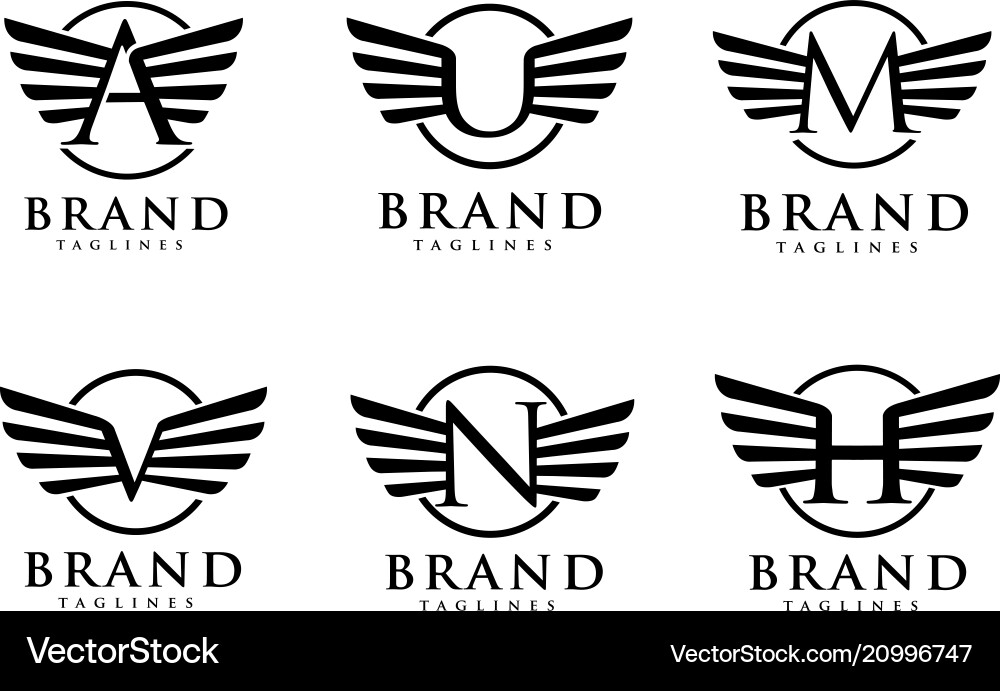 Letters with wings and circle styles logo Vector Image