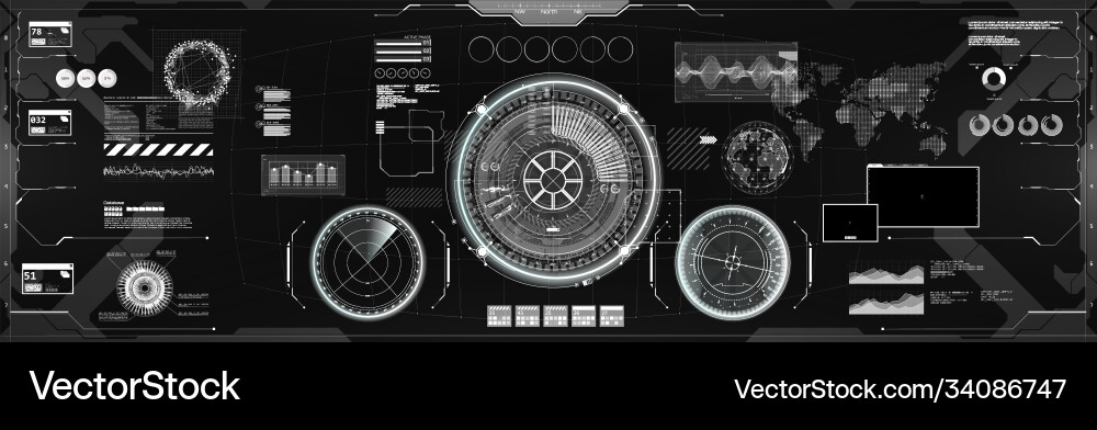Ui gui elements in hud style Royalty Free Vector Image