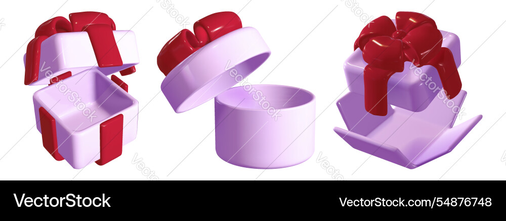 3d pink open gift boxes set Royalty Free Vector Image