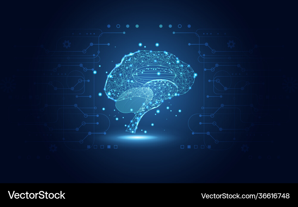Abstract technology futuristic brain digital Vector Image