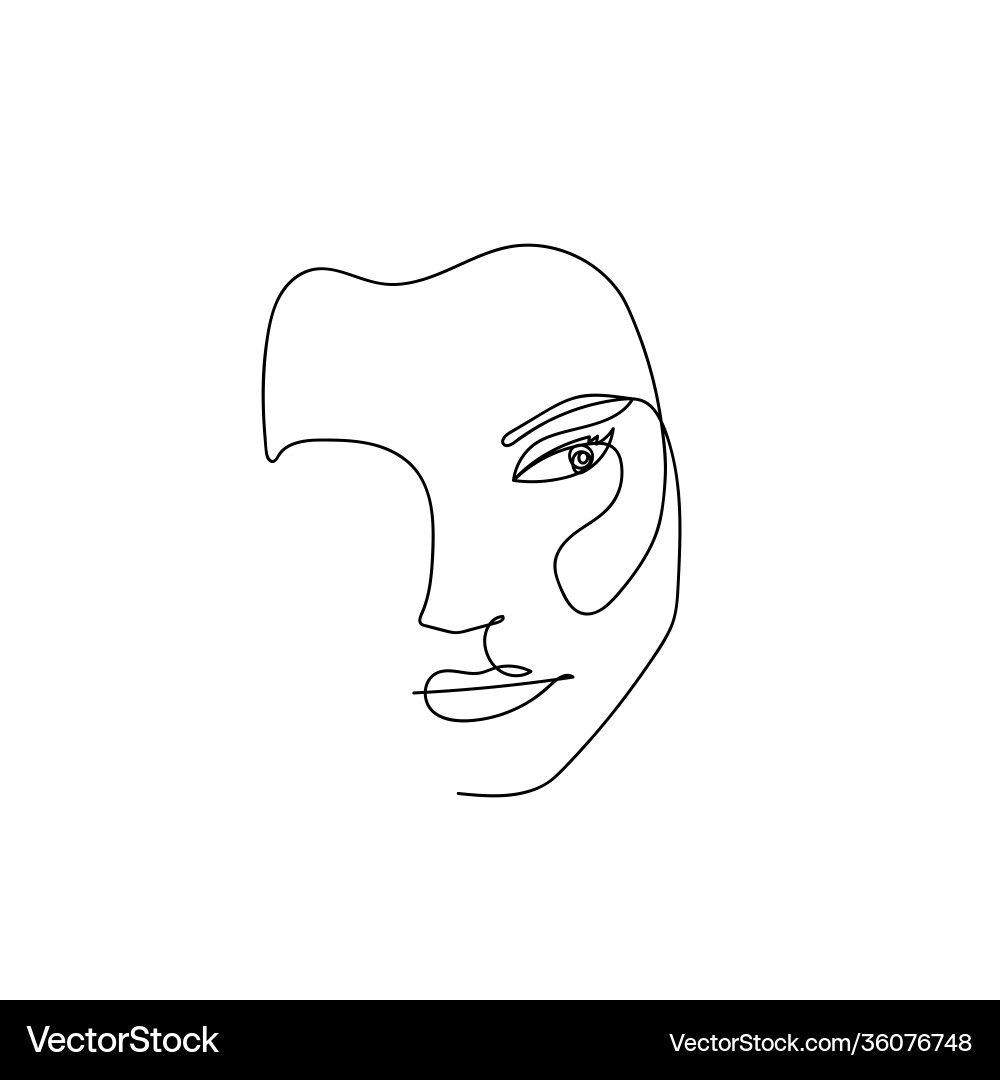 Continuous line abstract female portrait single Vector Image