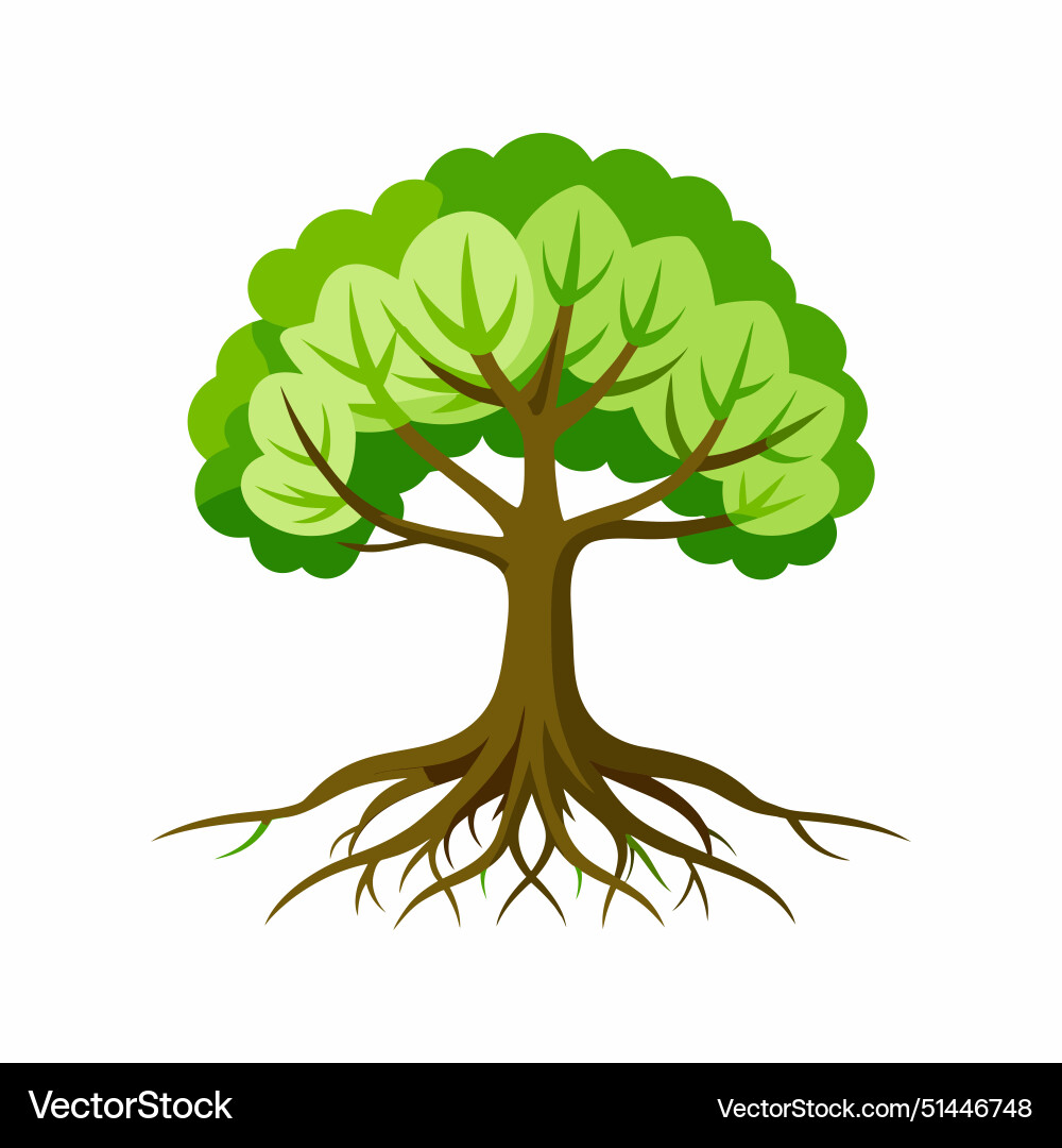 Tree with roots Royalty Free Vector Image - VectorStock