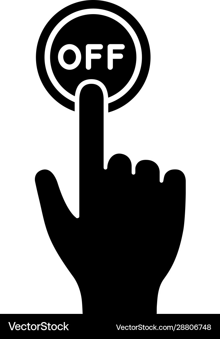 Turn off button click glyph icon Royalty Free Vector Image Turn off button click glyph icon Royalty Free Vector Image