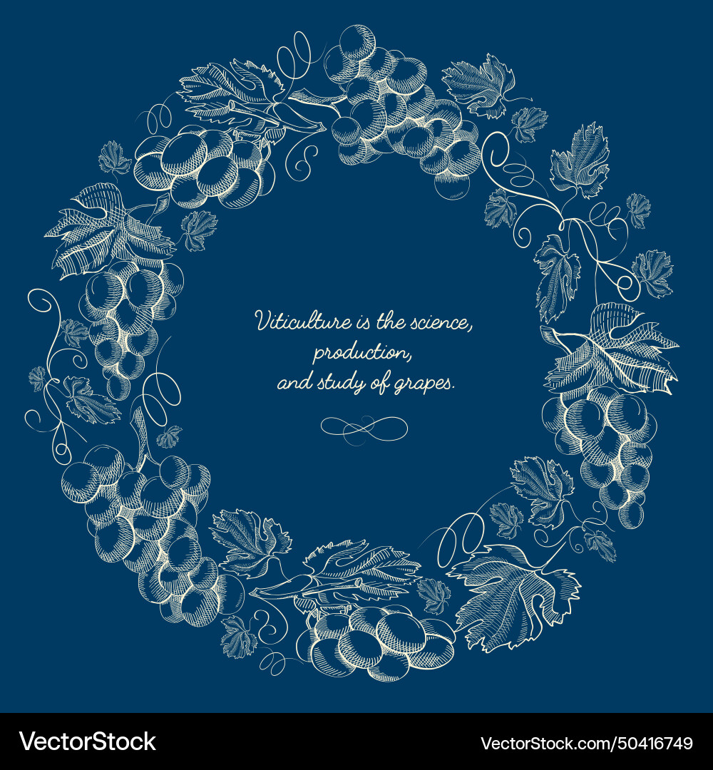 Abstract engraving natural round wreath poster Vector Image