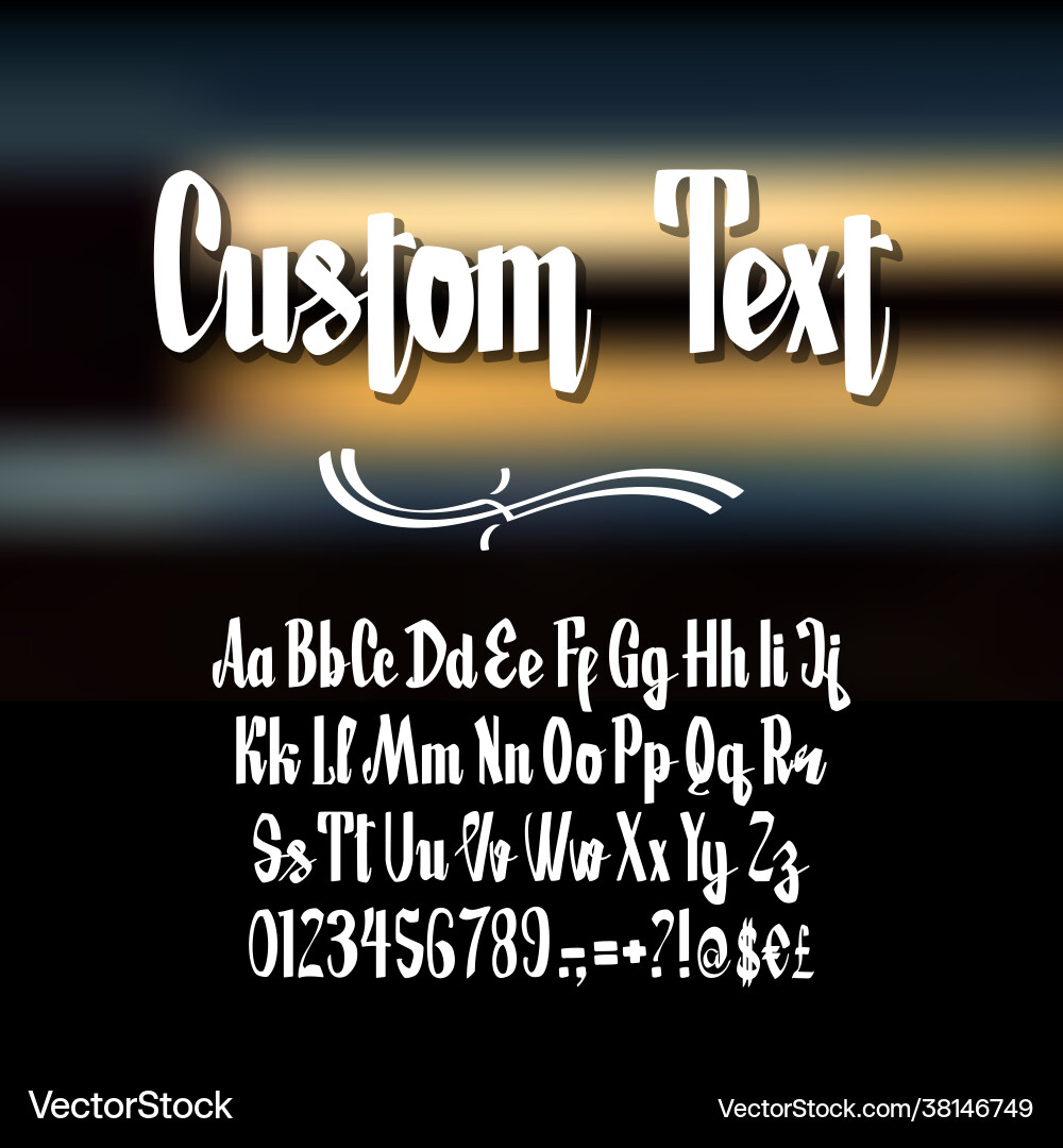 Calligraphic script font alphabet on a dark Vector Image