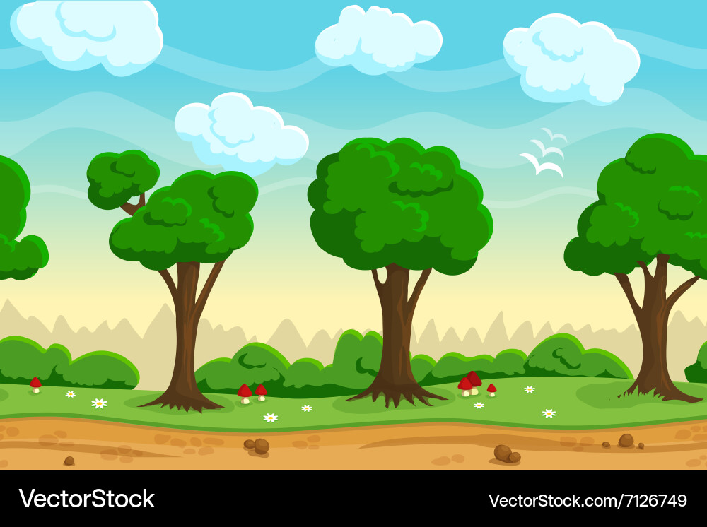 Cartoon Forest Landscape Royalty Free Vector Image