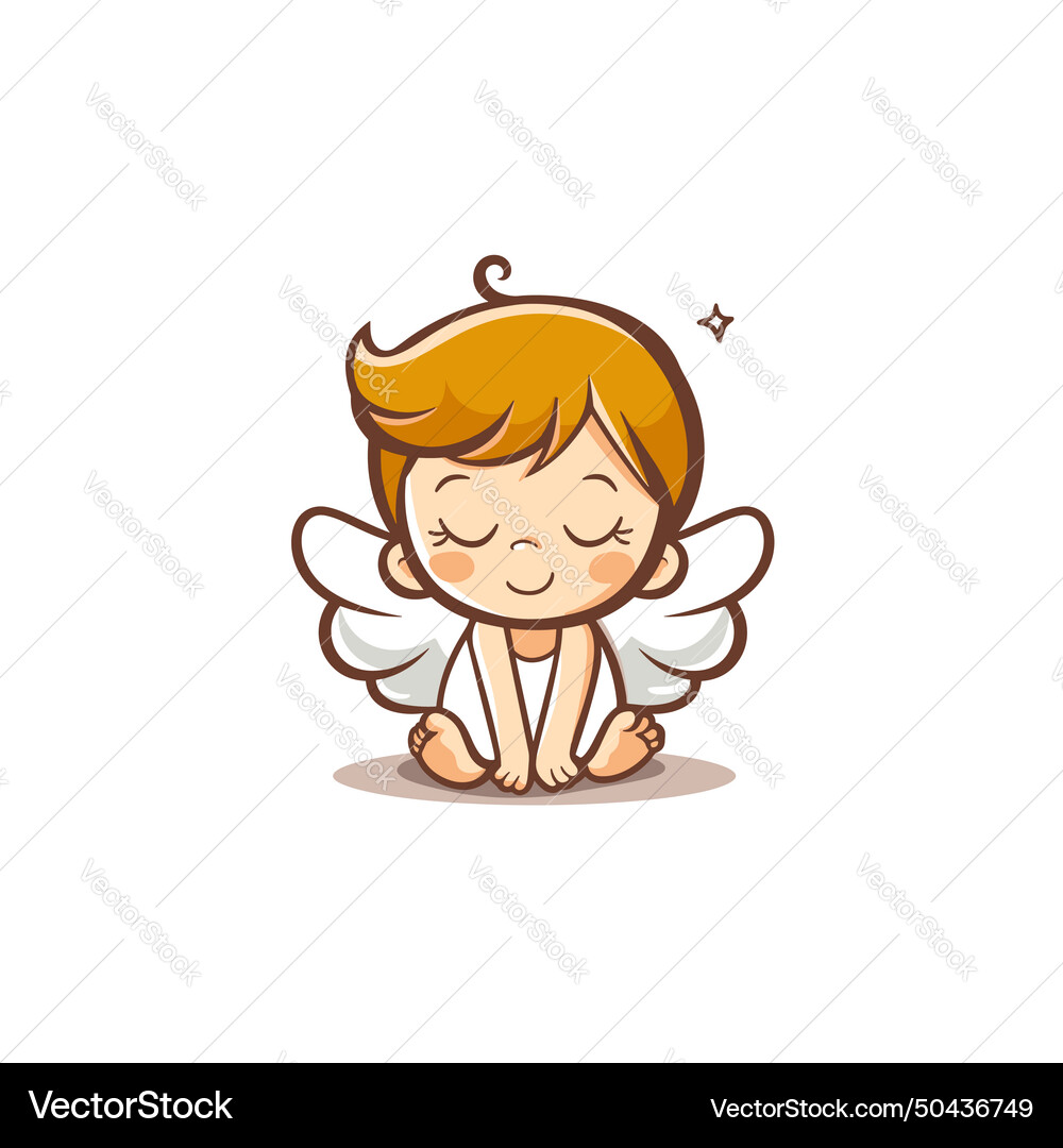Cute minimalist angel small detailed Royalty Free Vector