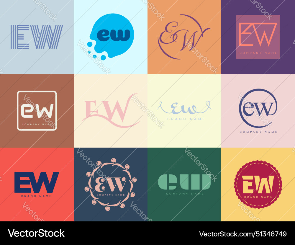 Ew logo company template letter e and w logotype Vector Image