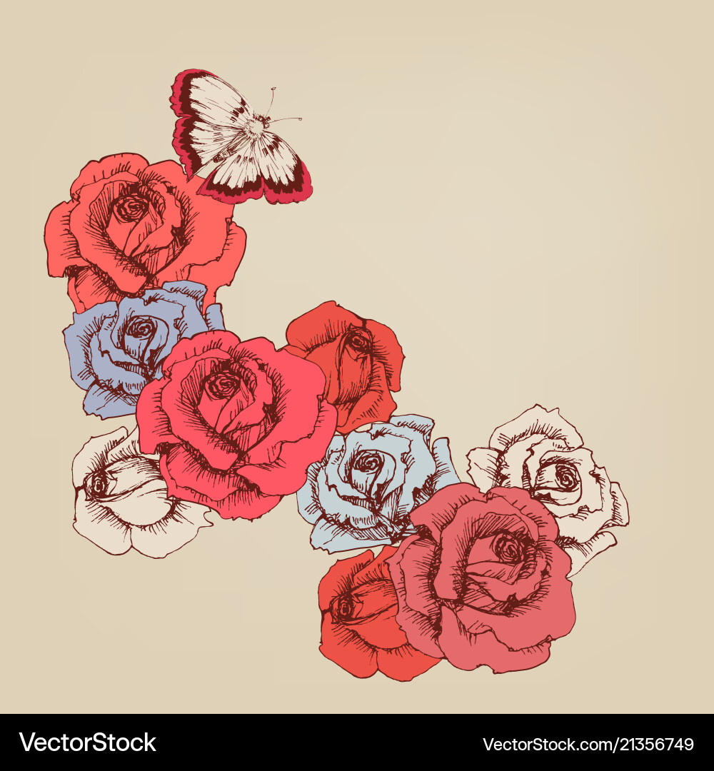 Hand drawn rose stems background Royalty Free Vector Image