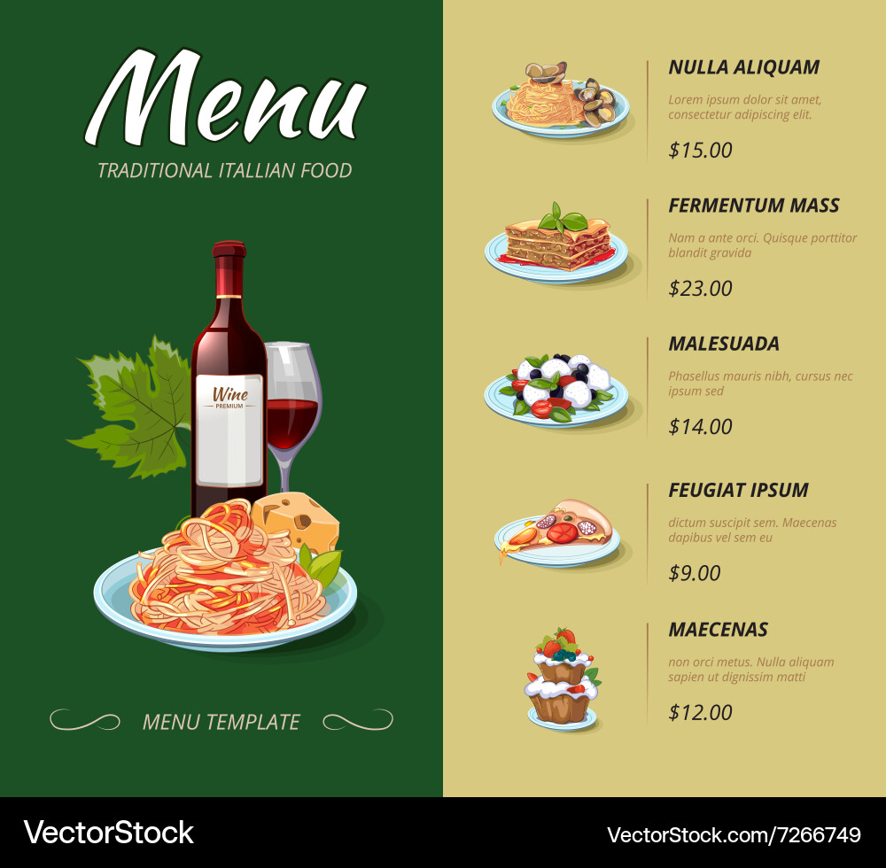 Italian Lunch Menu