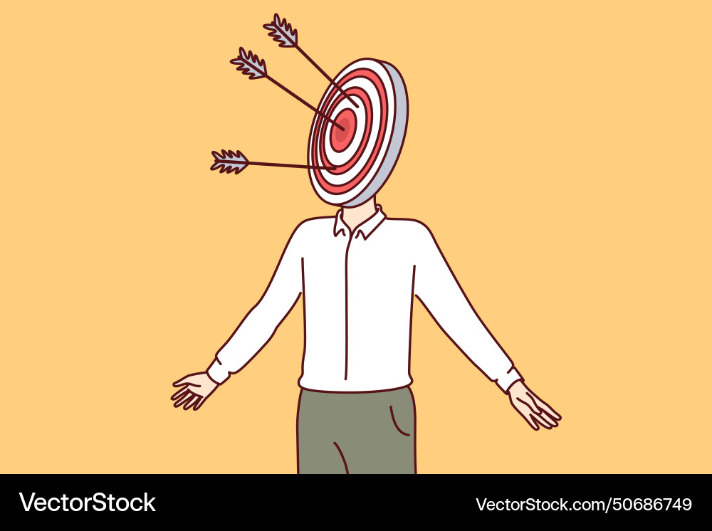 Man with target on head symbolizes targeted Vector Image