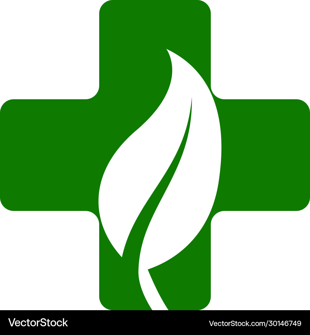 Medical Pharmacy Leaf Cross Logo Royalty Free Vector Image