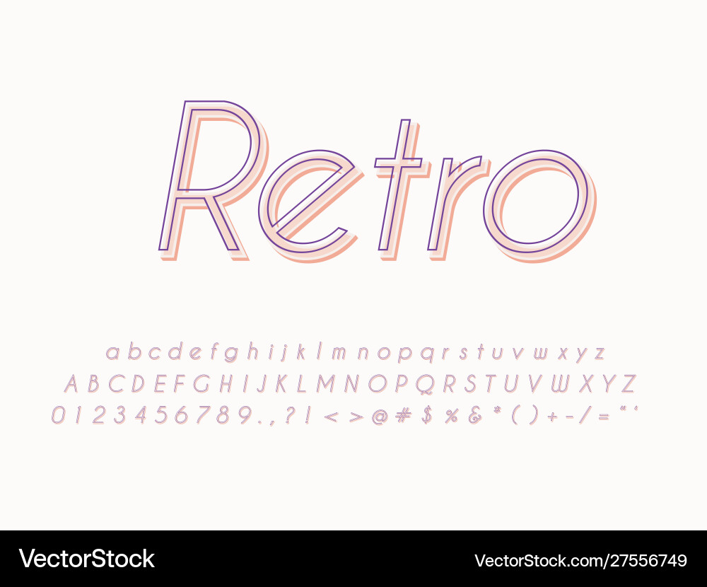 Retro font and alphabet stock Royalty Free Vector Image