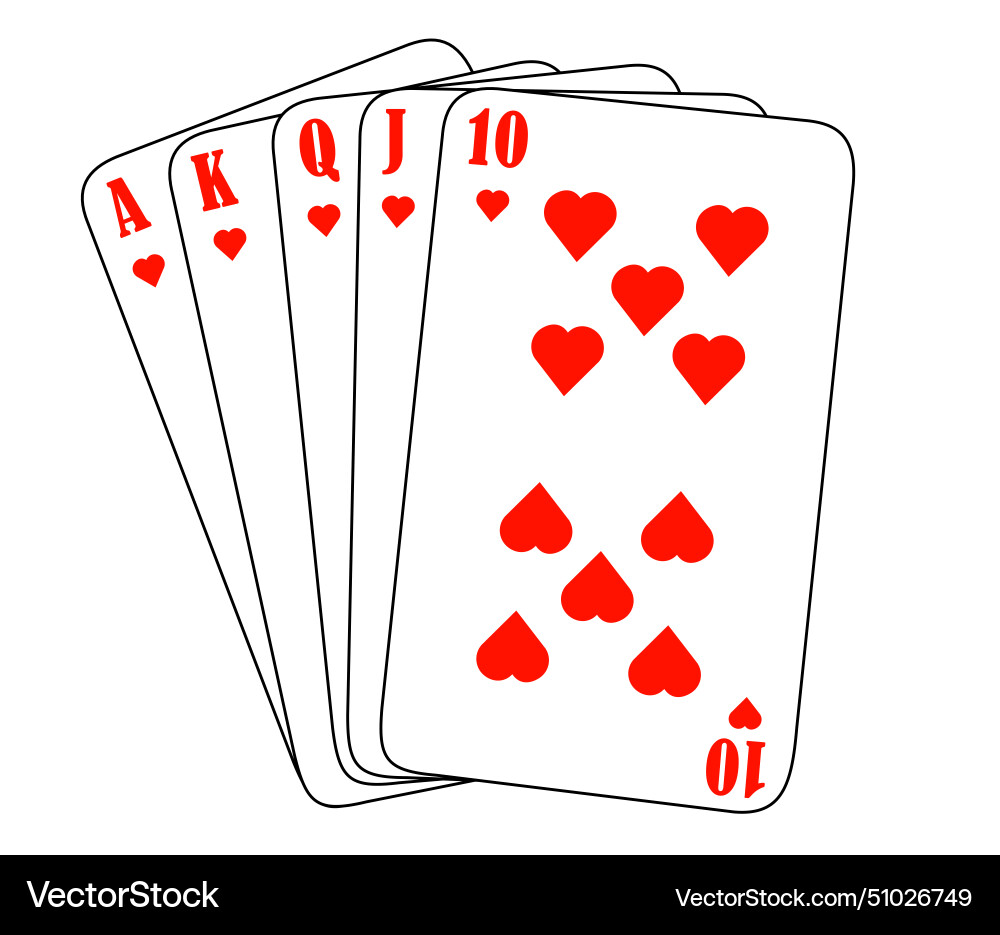 Royal flush hearts Royalty Free Vector Image - VectorStock