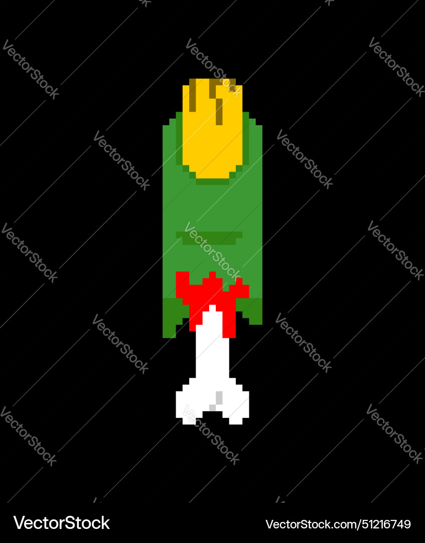 Zombie finger pixel art 8 bit green Royalty Free Vector