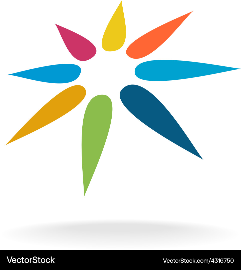 Abstract rainbow colors flower logo template Vector Image