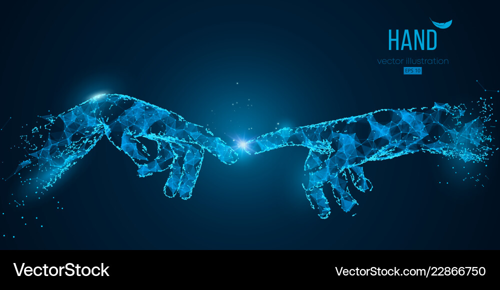 Abstract two hands touching moments Royalty Free Vector