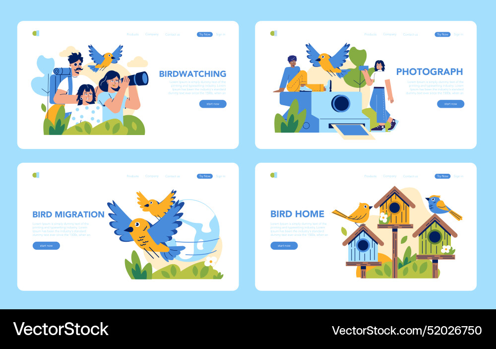 Birdwatching flat Royalty Free Vector Image - VectorStock