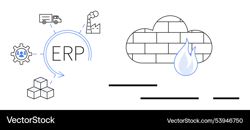 Erp system and cloud security represented Vector Image