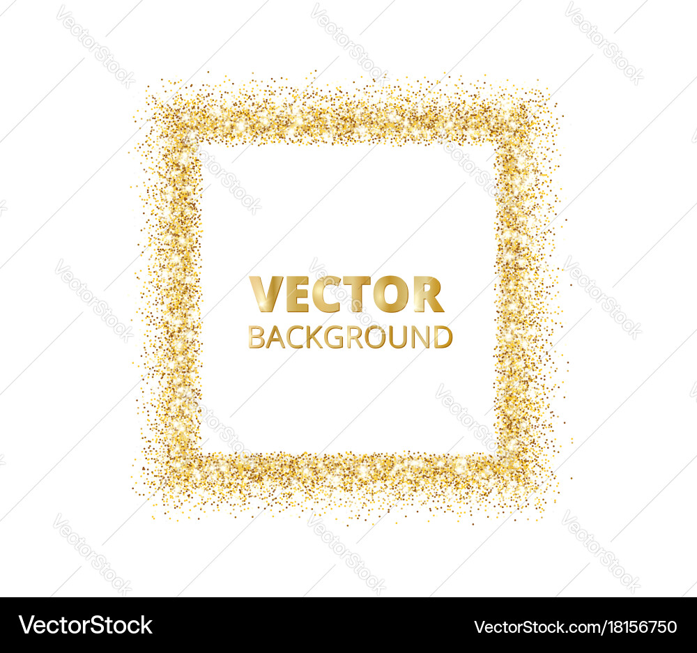 Festive golden sparkle background glitter border Vector Image