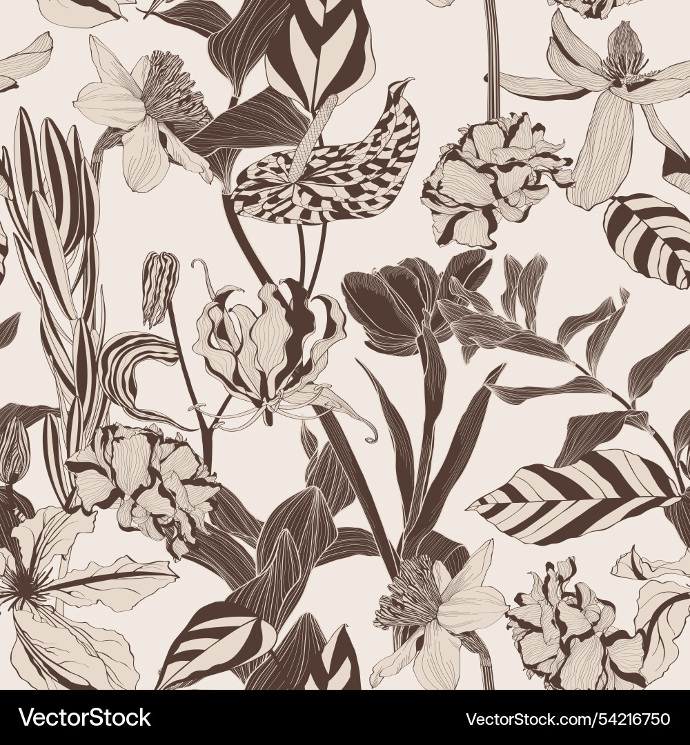 Floral Seamless Pattern Flower Background Vector Image