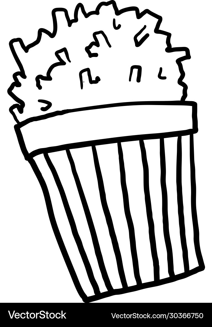 Hand drawn doodle popcorn with cartoon style Vector Image