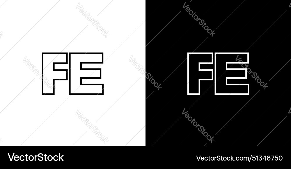 Letter f and e fe logo design template minimal Vector Image