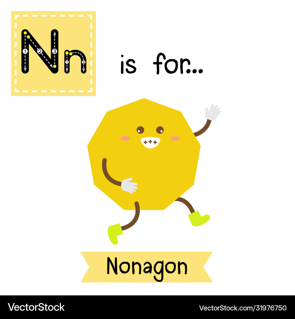 Letter n tracing nonagon shape Royalty Free Vector Image
