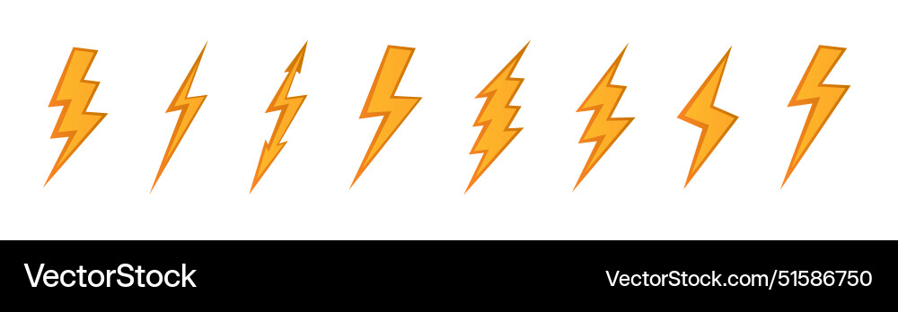 Lightning set bolt thunderbolt Royalty Free Vector Image