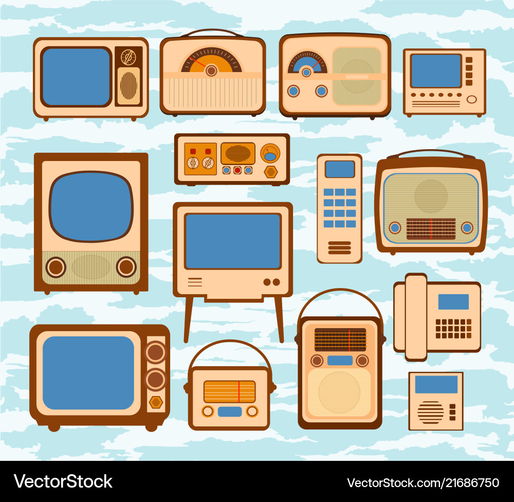 Retro Media Icons Royalty Free Vector Image - VectorStock
