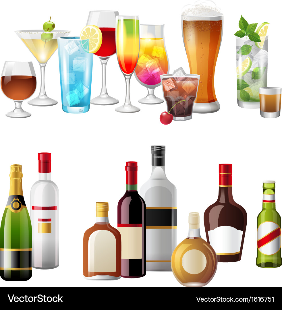 Alcohol borders Royalty Free Vector Image - VectorStock