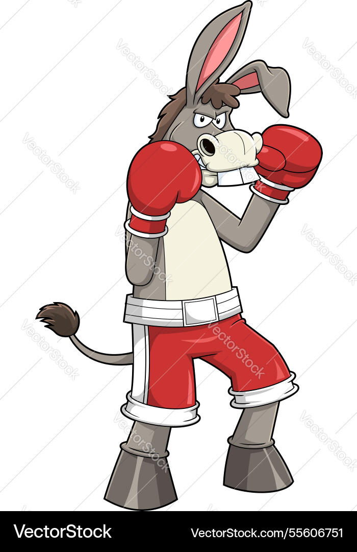 Angry donkey jackass cartoon character boxing Vector Image
