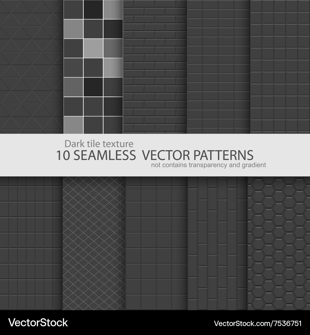 Collection of black tile textures seamless Vector Image