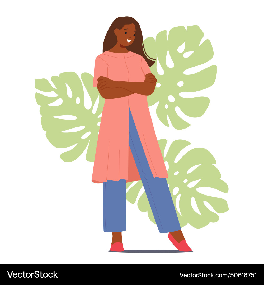 Confident and empowered african female character Vector Image