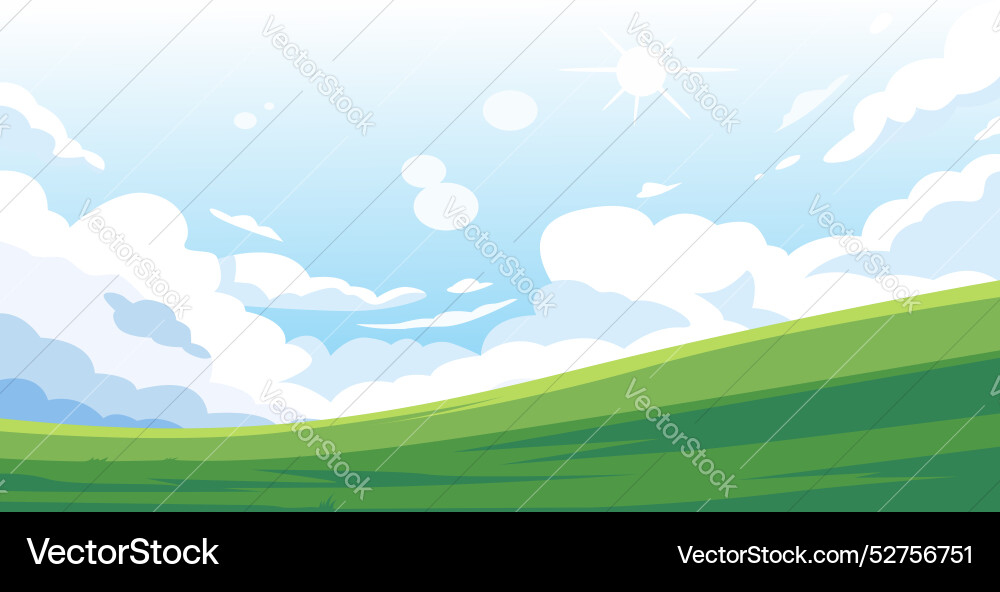 Green hills in a clear sky Royalty Free Vector Image