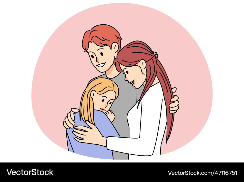 Happy family with kid hugging Royalty Free Vector Image