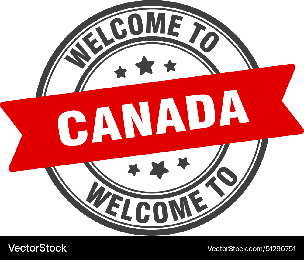 Welcome to canada stamp round sign Royalty Free Vector Image