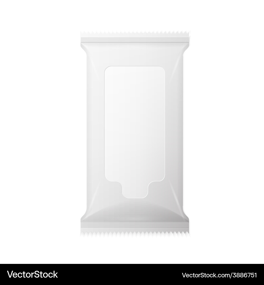 White wet wipes package with flap isolated Vector Image