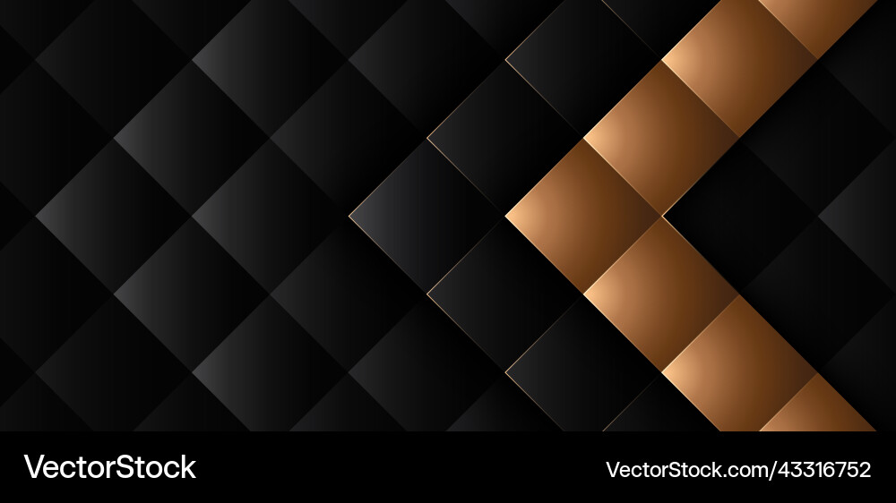 Abstract black and gold square shapes background Vector Image