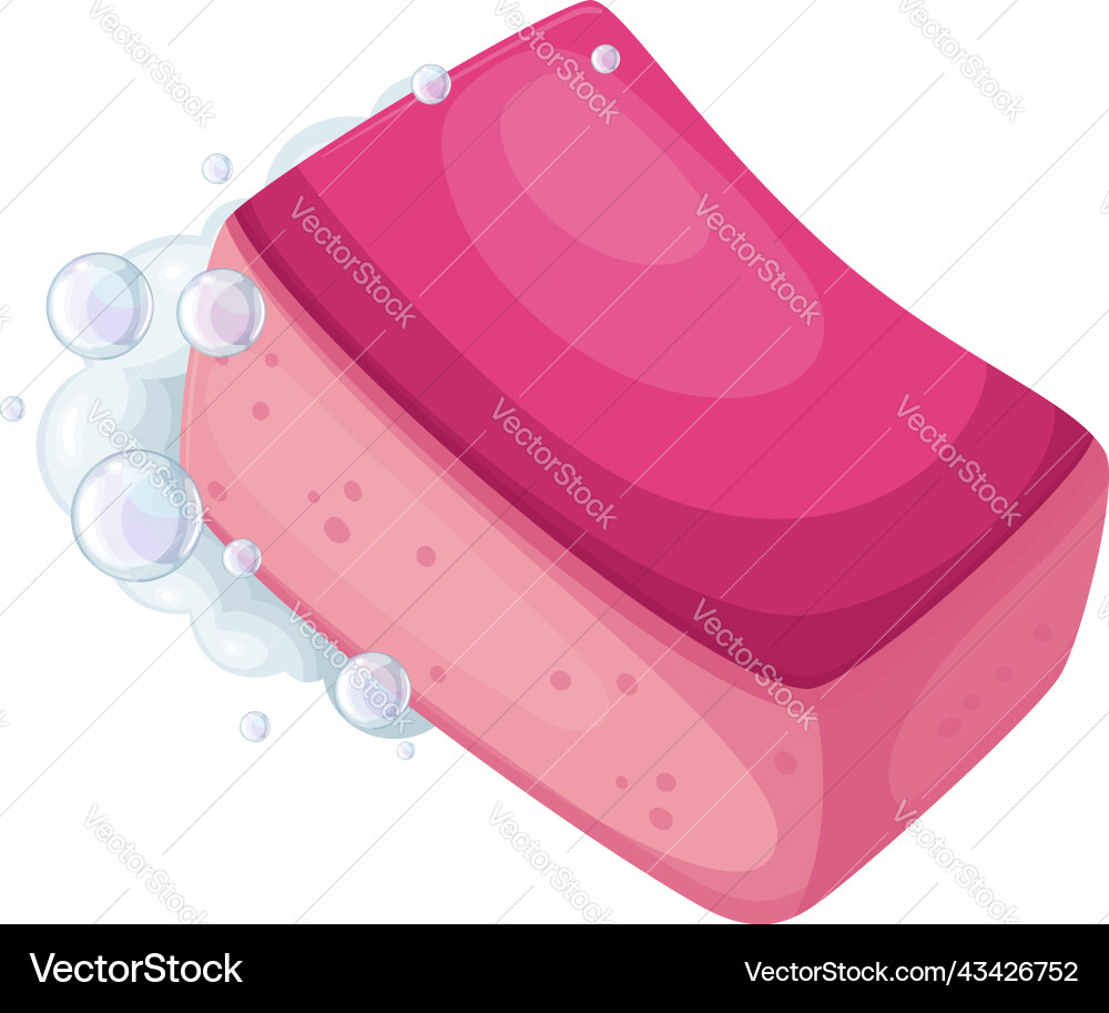 Cleaning pink sponge with foam Royalty Free Vector Image