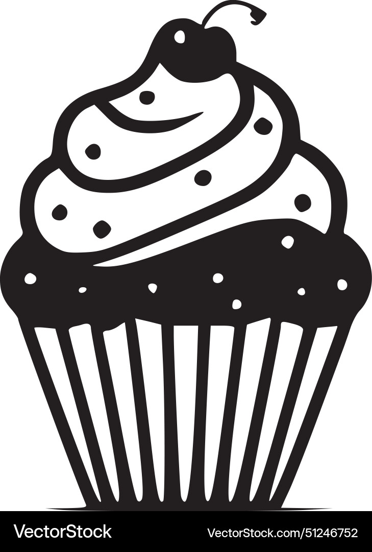 Cupcake - black and white isolated icon Royalty Free Vector